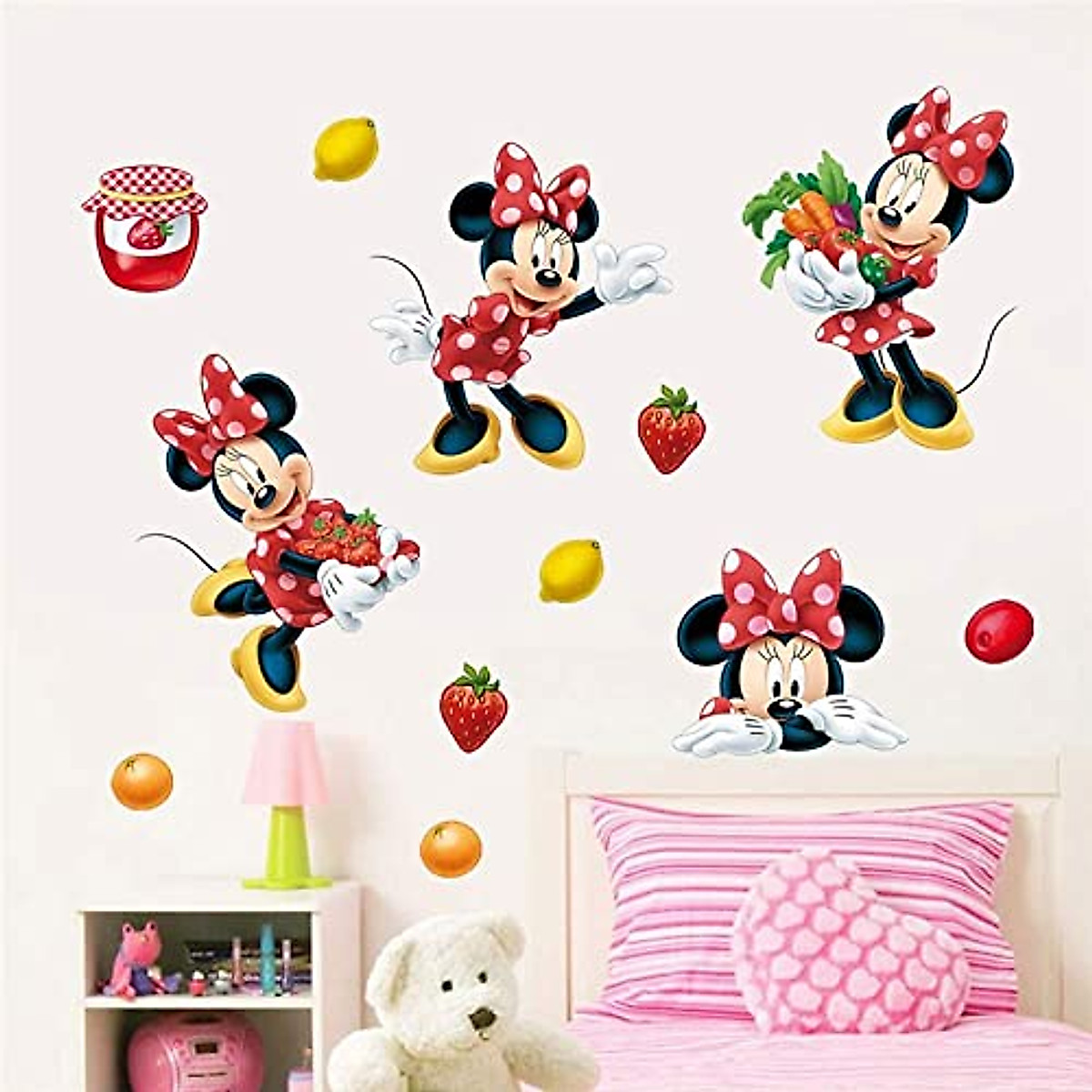 SchwartsCount-Minnie Mouse Wall Decals, Minnie Mouse Wall Stickers, Disney Minnie Wall Decals, Removeable Vinyl Cartoon Peel and Stick Large Sticker