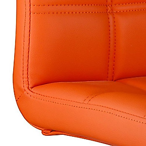 koonlert14 Contemporary Bar Stools Hight Adjustable Seat Hydraulic 360 Degree Swivel Sturdy Steel Frame Quadrate cushion Seat Dining Chair Bar Pub Stool Home Office Furniture - Set of 2 Orange #1935