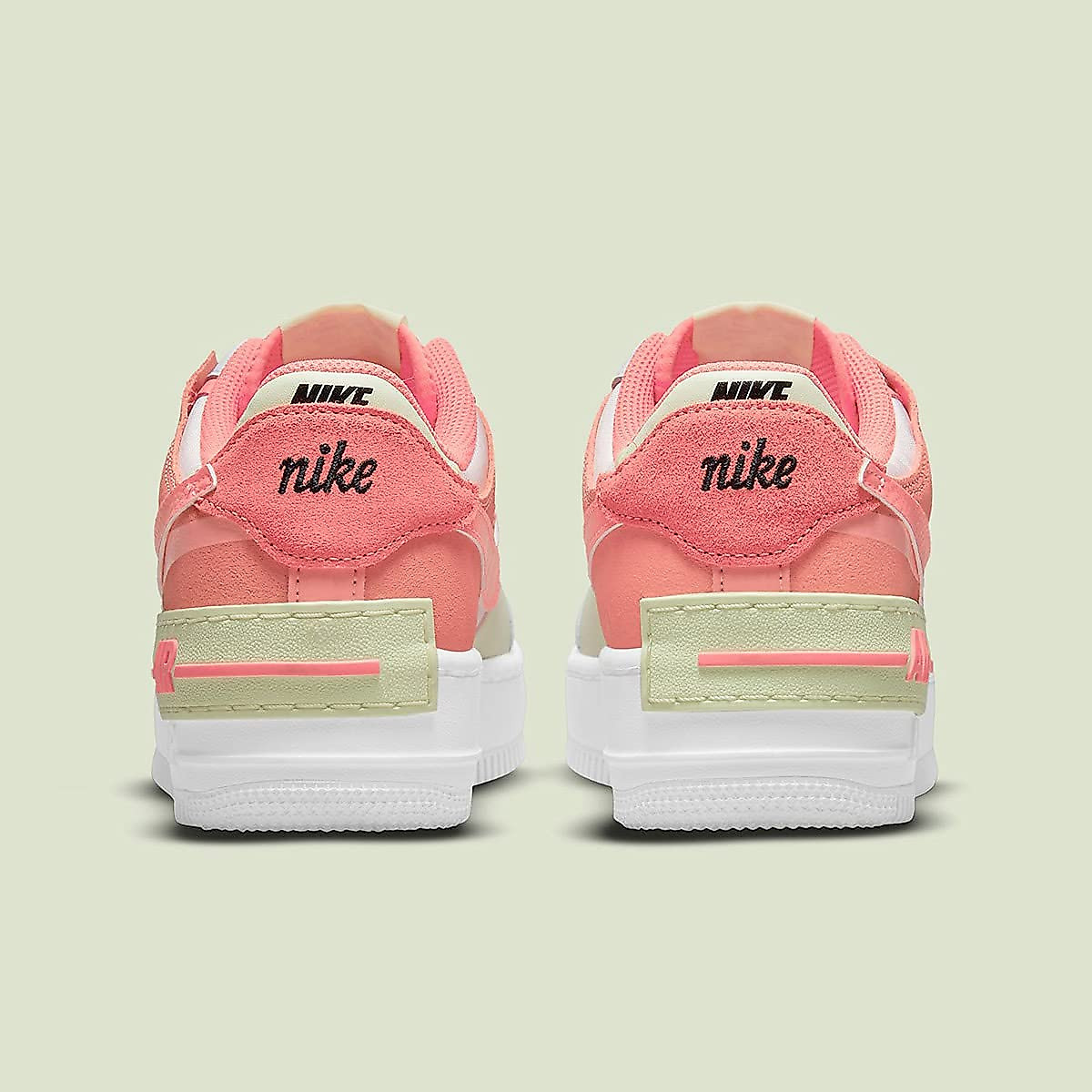 Nike Women's Air Force 1 Shoe, White/Magic Ember/Crimson Bliss/Lime Ice, 9