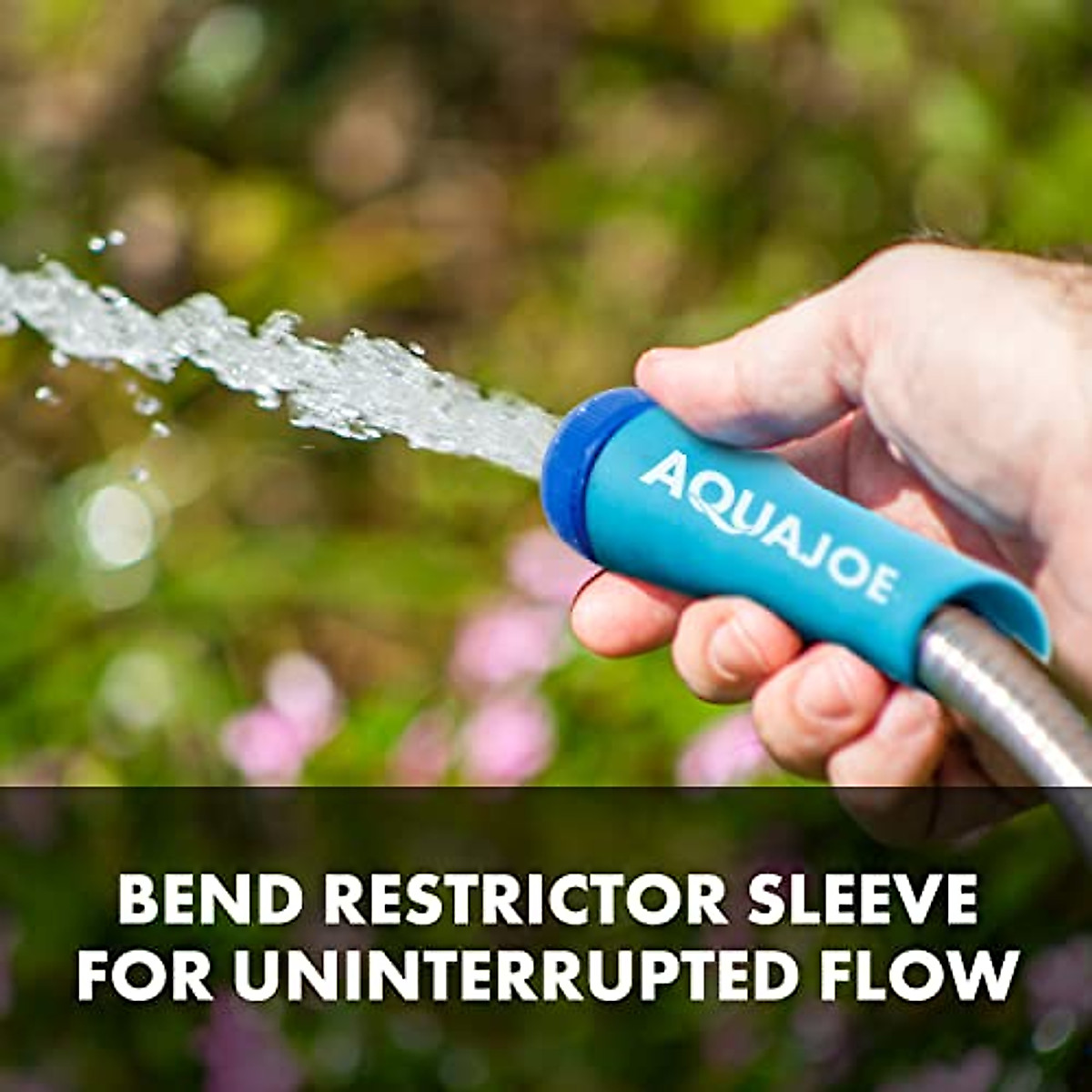 Aqua Joe AJSGH75 1/2-Inch Heavy-Duty, Puncture Proof Kink-Free, Spiral Constructed 304-Stainless Steel Metal, Garden Hose, 75-Foot