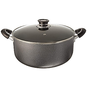 Uniware Non-Stick Aluminum Stock Pot With Glass Lid,Black (10 QT)