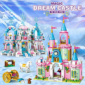 Friends Building Blocks Toys for Girls Age 6-12 Princess Castle Building Sets for Girls Magical Ice Palace Toy Castle Blocks Kit STEM Learning Roleplay Blocks for Kids Girls Christmas Birthday Gifts