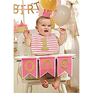 Mud Pie Baby Girl Birthday Bib, Stripe, One Size