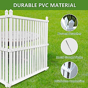 FLYYIBO Outdoor Privacy Screen, No Dig White Vinyl Privacy Fence Screen Kit for Pool Equipment Enclosure, Trash Can Enclosure for Outside (36" W x 48" H, 2 Panels)