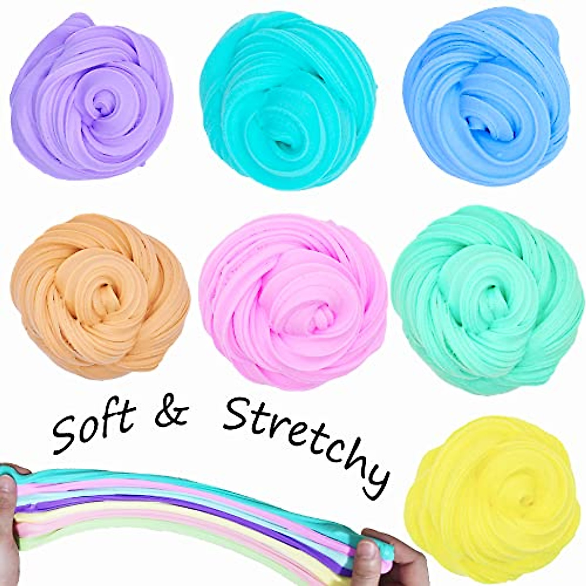 QPOFTYJ Butter Slime Kit for Kids, 7 Pack Two-Toned Colorful Stress Relief Toys, Birthday Gifts, Party Favors for Girl Boys 6 7 8 9 10 11 12, Unscented