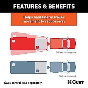 CURT 45822 Weld-On Anti-Sway Trailer Hitch Bar, 5/8-Inch Ball Hole