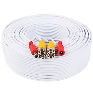 BNC Video Power Cable 100 Feet Pre-Made All-in-One Video Security Camera Cable Wire with Two Connectors for CCTV DVR Surveillance System