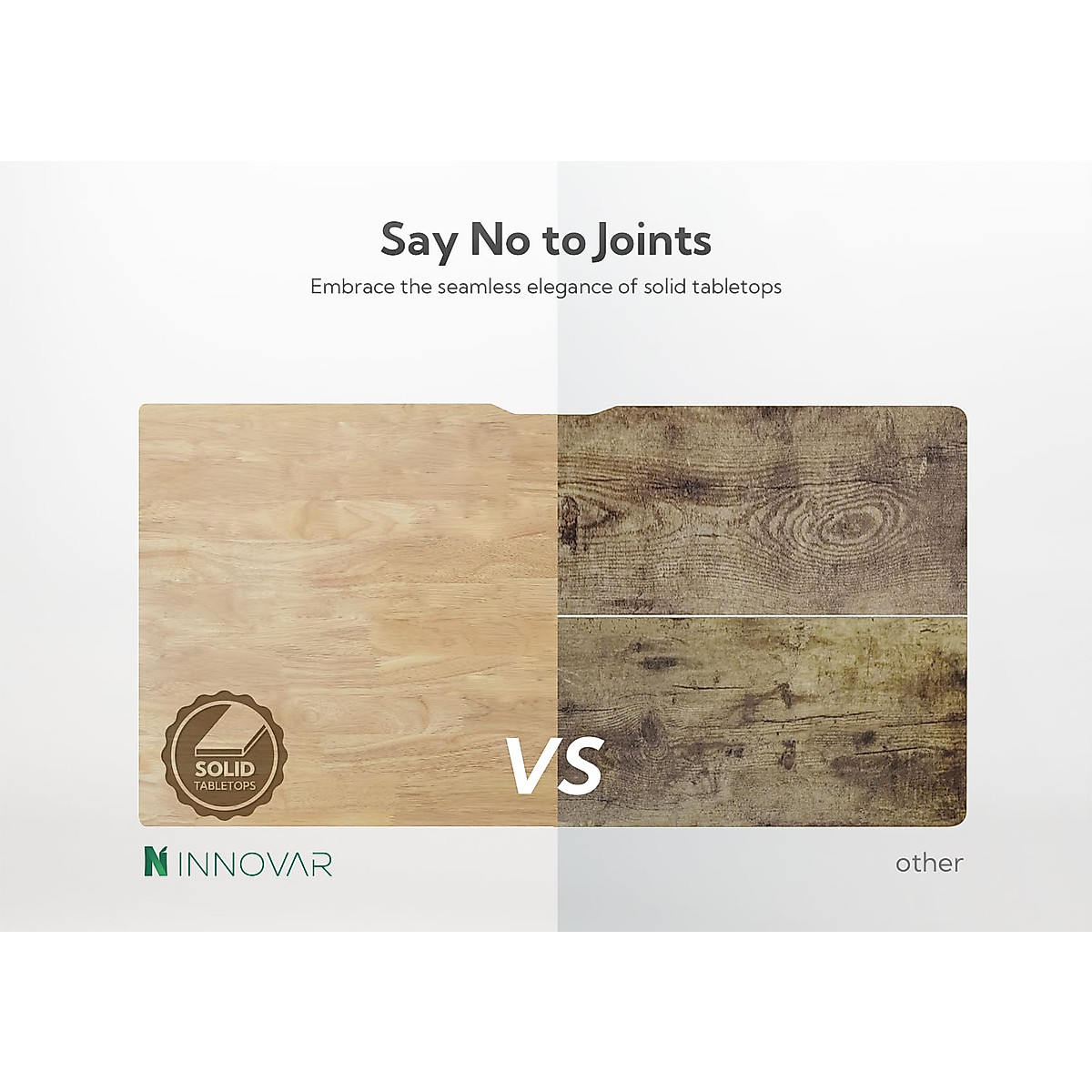 INNOVAR Solid Wood Electric Standing Desk, 55x24 Inches Adjustable Height Stand up Desk with Whole Piece Desktop, Sit Stand Home Office Desk White Frame/Nature Top