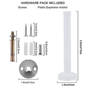 Modern Door Stopper, 6 Inch Stainless Steel Door Stop with Sound Dampening Rubber Bumper Wall Mounted Durable Door Holder with Hardware Screws Brushed Finish (5, White)