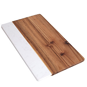 Resafy Acacia Wood Marble Cutting Board,Charcuterie Board Party Plate,Butcher Block Chopping Board Charcuterie Cheese,Suitable for Kitchen,Restaurants,Dining Room (White)