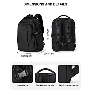suwasp Large Travel Backpack for Women Men Airline Approved Carry On Personal Item Backpack Bag Frontier Airlines Personal Item Bag Flight Approved Luggage Backpack - Black
