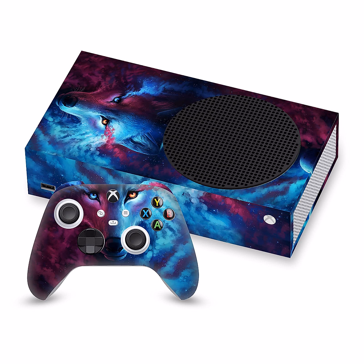 Head Case Designs Officially Licensed Jonas JoJoesArt Jödicke Wolf Galaxy Art Mix Matte Vinyl Sticker Gaming Skin Case Cover Compatible with Xbox Series S Console and Controller Bundle
