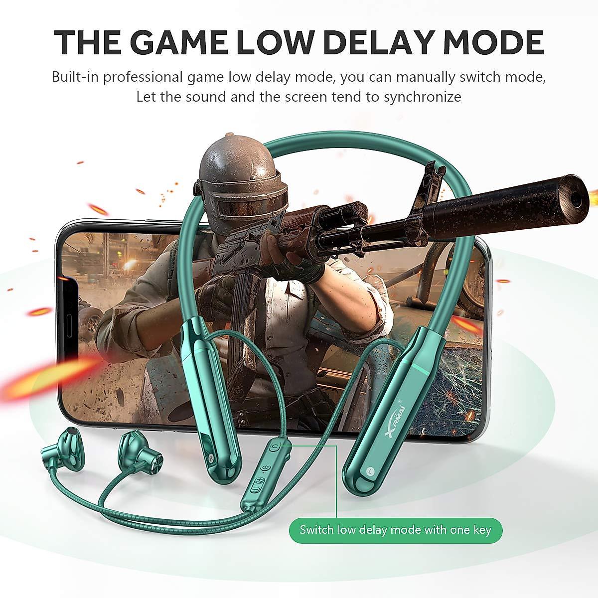 Wireless Neckband Headphones Bluetooth Neckband Headsets 100 H Playtime/360 Days Standby,Neckband Headphones Built-in Mic Sports Noise Cancelling for Help Sleep/Audio Books/Video Conference (green)