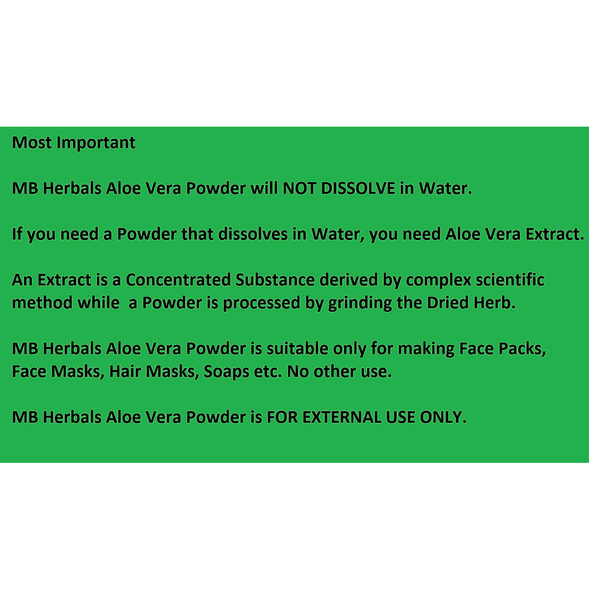 MB Herbals Aloe Vera Powder 3.5 oz / 100 Gram | Aloe barbadensis Powder | Natural Skin Moisturizer | Promotes Hair Growth | for External Use Only