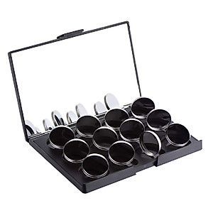 Allwon Empty Magnetic Eyeshadow Makeup Palette with Mirror and 12Pcs 26mm Round Metal Pans