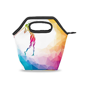 Lunch Bag Rainbow Geometric Golf Ball Insulated Reusable Lunch Box Portable Lunch Tote Bag Meal Bag Ice Pack for Boys Girls Adult Women