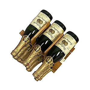 DECOMIL - 12 Bottle Wine Rack, Samurai Style & Stackable, Modular, Wine Storage Rack, Solid Bamboo Wine Holder Display Shelves, Wobble-Free (12 Bottle Capacity - Samurai Style Capacity)