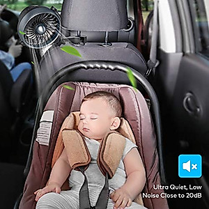 LEMOISTAR Car Fan, Battery Operated USB Car Fan with Durable Hook, 4 Speed Strong Airflow,360 Degree Rotatable Car Fan, 5V Cooling Air Small Personal Fan for Car, Rear&Back Seat Passenger etc(Black)…