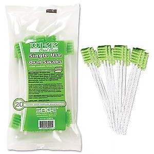 Toothette Plus Disposable Oral Swab Sodium Bicarbonate Perpendicular Ridges, 20 Units 1 ea by Sage Products Inc