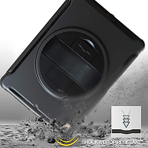 ProCase Rugged Heavy Duty Case for iPad 9.7 2018 iPad 6th Gen / 2017 iPad 5th Gen, iPad Pro 9.7 Case, iPad Air 1/2 Case, Shockproof Cover with Handle and Rotating Kickstand for iPad 9.8 Black