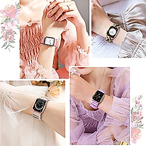 WANLISS 5 Pack Scrunchie Band Compatible for Apple Watch Band 38mm 40mm 41mm 42mm 44mm 45mm,Soft Cute Printed Elastic Cloth Wristband for Women for iWatch Series 8 7 6 5 4 3 2 1 SE