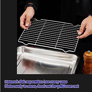 Small Baking Sheet Pan with Wire Rack Set [1 Pans + 1 Racks] Stainless Steel Cookie Pan baking Tray Size 10.4 x 8.15 x 2 Inch