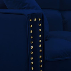 Eafurn Sectional Sleeper, 900 LB Heavy Duty 107 inch 3 Seater L Shaped Sofa Chaise,Velvet Futon Couch Modern Day Bed W/Nail Head Trim for Living Room Small Spaces, Navy Blue