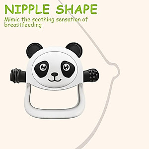 COZYPANDA Teething Toys for Babies 0-6-12 Months, 2 Pcs Never Drop Baby Teether for Teething Relief, Silicone Baby Hand Mitten with Sucking Need Pacifier, Baby Chew Toys for Breast Feeding, White+Grey