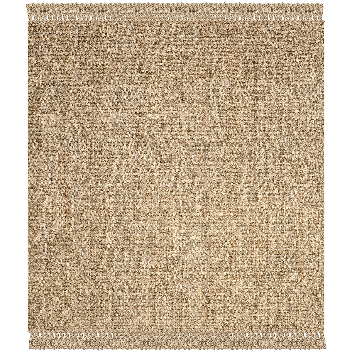 SAFAVIEH Natural Fiber Collection Area Rug - 8' Square, Natural, Handmade Tassel Jute, Ideal for High Traffic Areas in Living Room, Bedroom (NF467A)