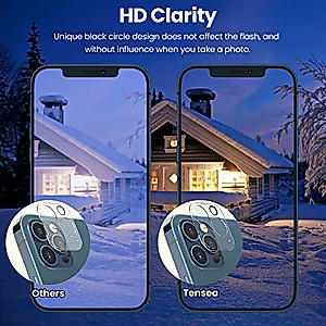 [3Pcs] Tensea Camera Screen Protector Compatible with iPhone 12 Pro Max 6.7 inch, Tempered Glass Camera Lens Protector, HD Clear, Full Edge to Edge Cover, Case Friendly (3)