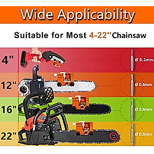 Chainsaw Sharpening Jig, Chain Saw Sharpener Tool with 3Pcs Tungsten Carbide Chainsaw Sharpener Bits, Hand-Crank Fast Chainsaw Chain Sharpening Jig Kit for 4"-22" Chain Saws, Lumberjack, Garden Worker