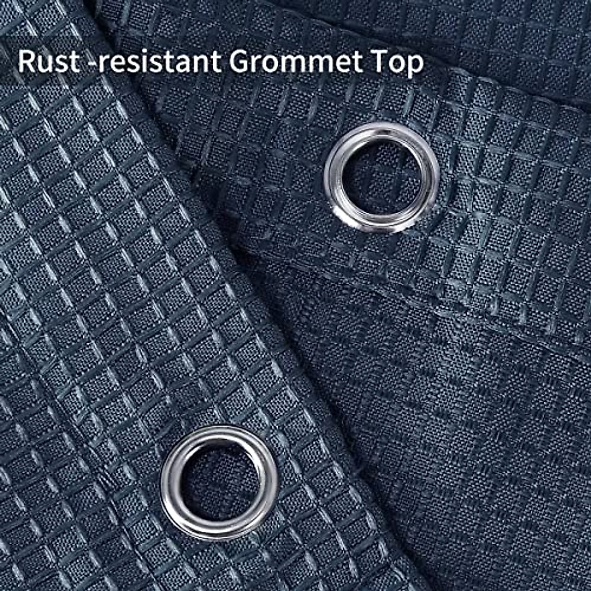 GlowSol Polyester Waffle Weave Fabric Shower Curtain Bathtub Curtain Hotel Grade Shower Curtain for Bathroom Water Proof 96 Inches Long Navy