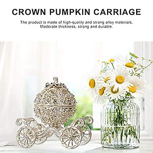 NUOBESTY Cinderella Pumpkin Carriage Decorative Hinged Jewelry Trinket Box Silver Rhinestone Jewelry Display Holder Unique Gift for Grils Women