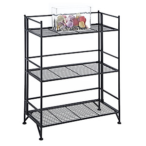 Convenience Concepts Designs2Go X-Tra Storage 3-Tier Wide Folding Metal Shelf, Black