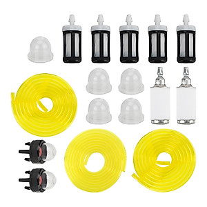 GoaMotors 3 Sizes 5 Feet Long Fuel Line Hose with Snap in Primer Bulb, Primer Bulb, Fuel Filter kit for Trimmer Blower
