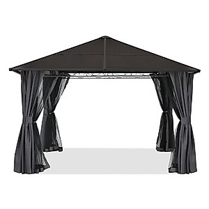 Hardtop Patio Gazebo with Curtains and Netting by ABCCANOPY