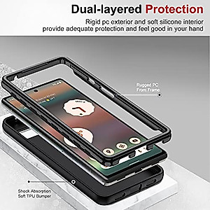 LeYi for Google Pixel 6A Case: Pixel 6A Phone Case for Men Women, Full-Body Shockproof Soft Silicone Protective Phone Case for Pixel 6A, Black