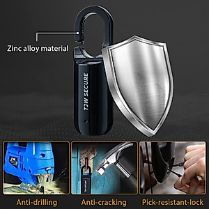 Fingerprint Padlock, Mini Black Padlock Fingerprint Lock, Long Standby Time USB Charge Keyless Padlock for Gym School Locker, House Door, Travel Luggage, Backpack
