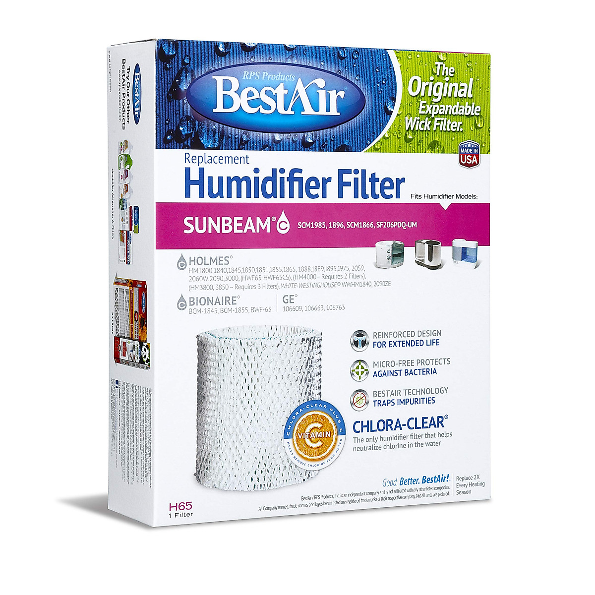 Bestair H65 Extended Life Humidifier Wick Filter
