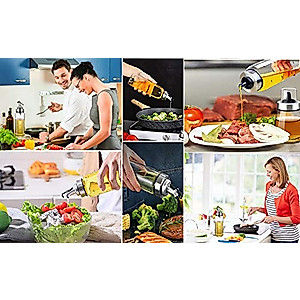 Olive Oil Dispenser Bottle, Liquid Condiment Container, 17 Oz Vinegar Dispensing Cruets With Dripless Capped Spout, Glass Decanter for Kitchen with Degree Scale (17 OZ)