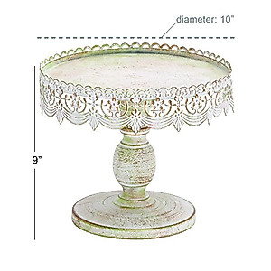 Deco 79 Metal Cake Stand with Lace Inspired Edge, 10" x 10" x 9", White