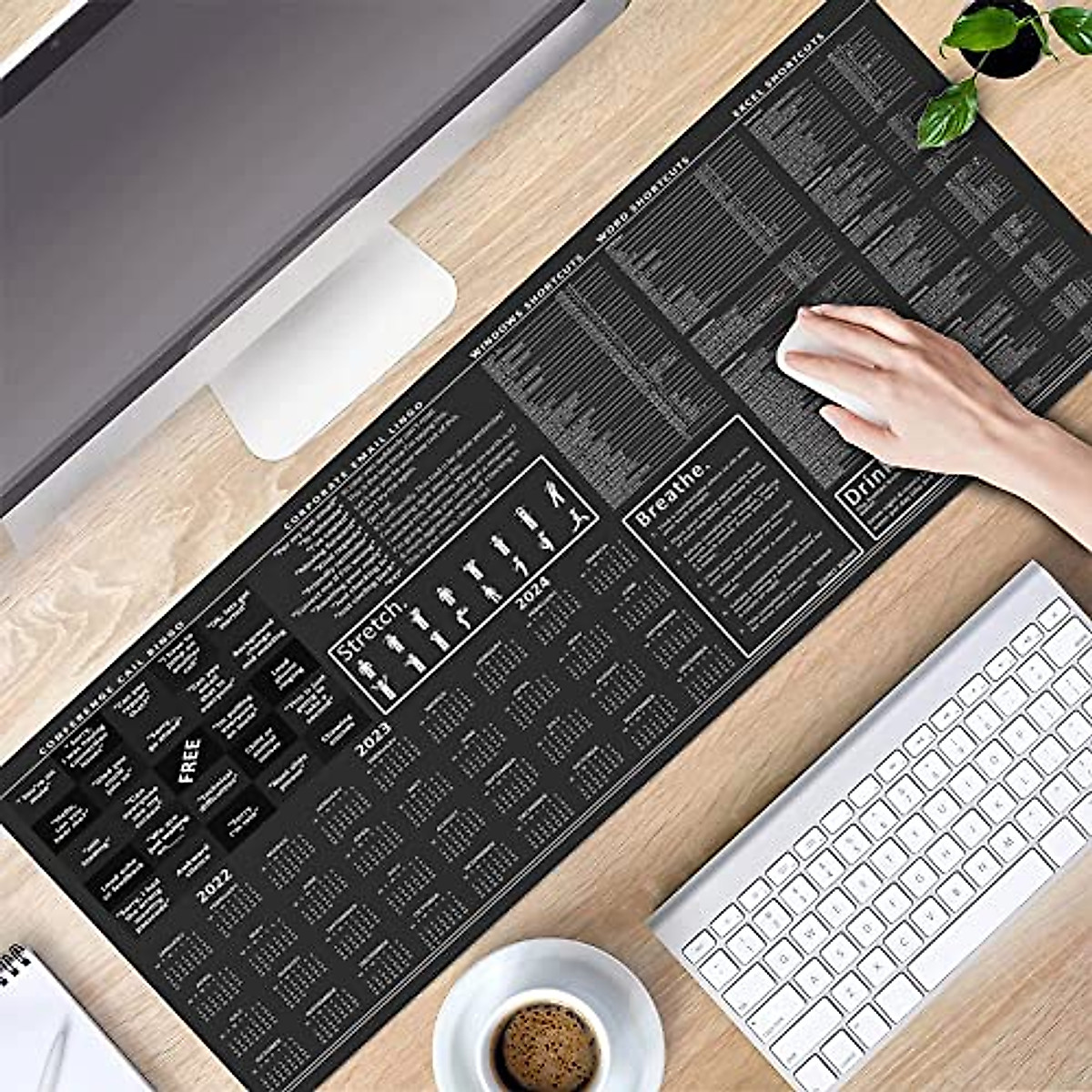 Large Office Mouse Mat, Conference Call Bingo Mouse Pad For Desk, Excel Shortcuts, Windows Shortcuts, Word Shortcuts, Employee Gift