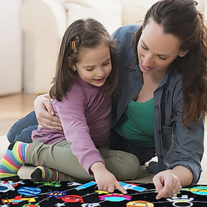 HomeMall 43Pcs Outer Space Felt Board Story Set, 3.5 Ft Toddlers Kids Solar System Universe Learning Storytelling Flannel Board, Rocket Astronaut Planets Galaxy Play Kit with for Boys Girls