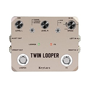 Keytars Twin Looper Electric Guitar Effect Pedal Loop Station 11 Types of Play with 10 Minut for Guitarists Goldenes of Recording Time