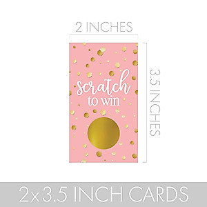 DISTINCTIVS Pink and Gold Scratch Off Party Game - Bridal Shower, Wedding, Birthday - 28 Cards
