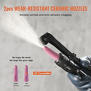 VEVOR 10 Gallon Heavy-Duty Sand Blaster, 60-110 PSI High Pressure Sandblaster, Portable Abrasive Blasting Tank, Air Sand Blasting Kit with 2 Ceramic Nozzles & 7.5ft Hose for Paint, Stain, Rust Removal