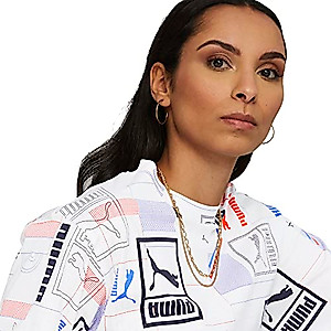 PUMA Women's Classics Printed Tee, White-AOP, Medium