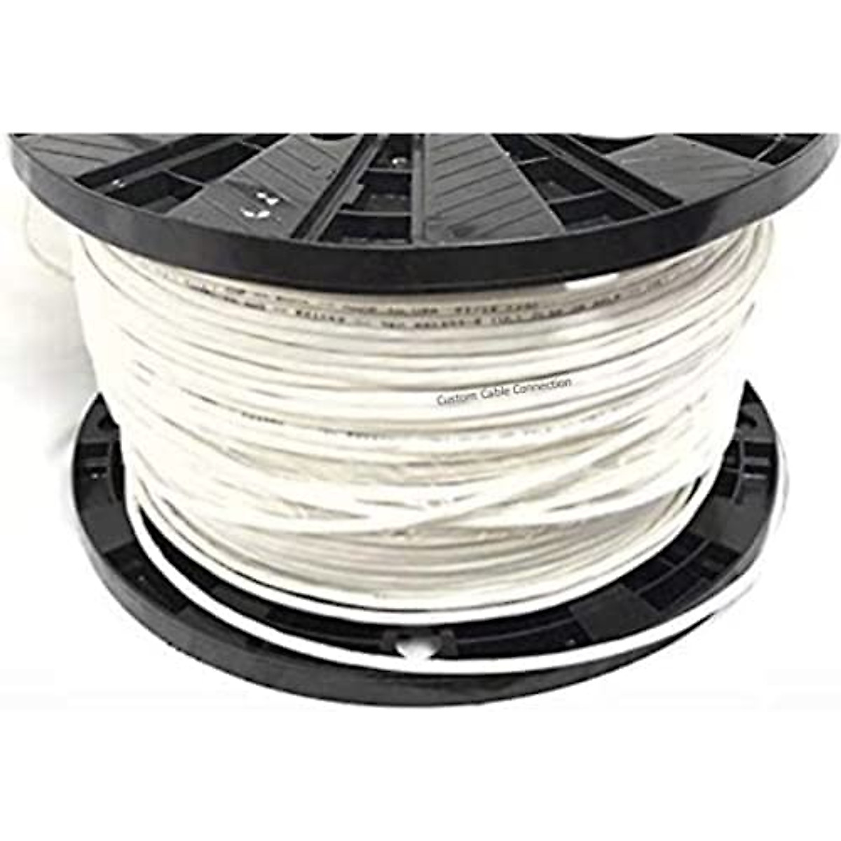 Custom Cable Connection 18 AWG 2 Conductor Stranded Shielded Plenum Cable White CL3P Jacket for Security/Alarm/Access Control/Sound - 1000 FT Spool