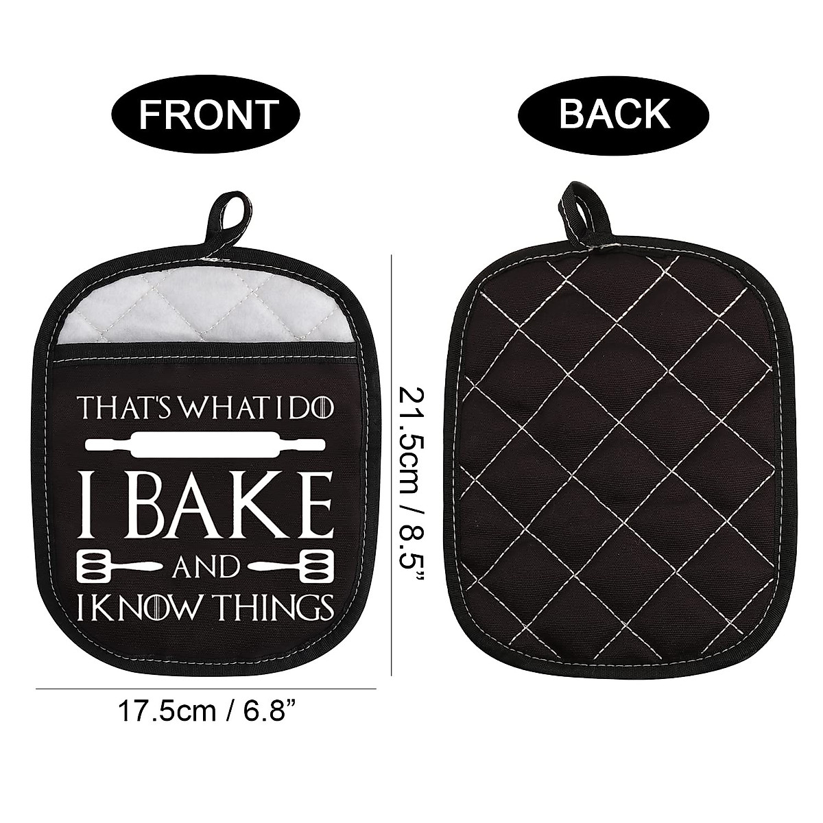 TV Show Inspired Funny Oven Pad Pot Holder with Pocket That’s What I Do I Bake and I Know Things Baking Gift (Know Things Bake)