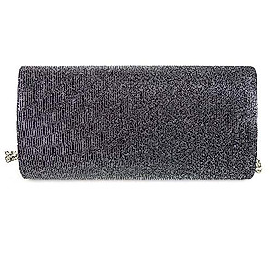 ZLMBAGUS Ladies Frosted Satin Evening Clutch Purse Bag Party Prom Wedding Envelope Crossbody Handbags Dark grey